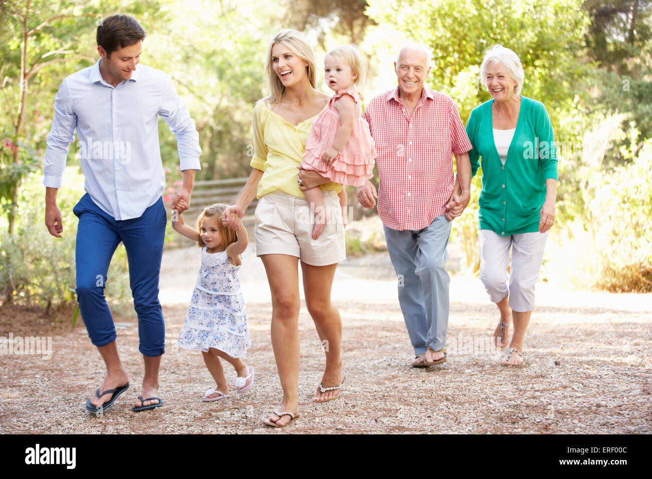 Three Generation Family On Country Walk Together Stock Photo - Alamy