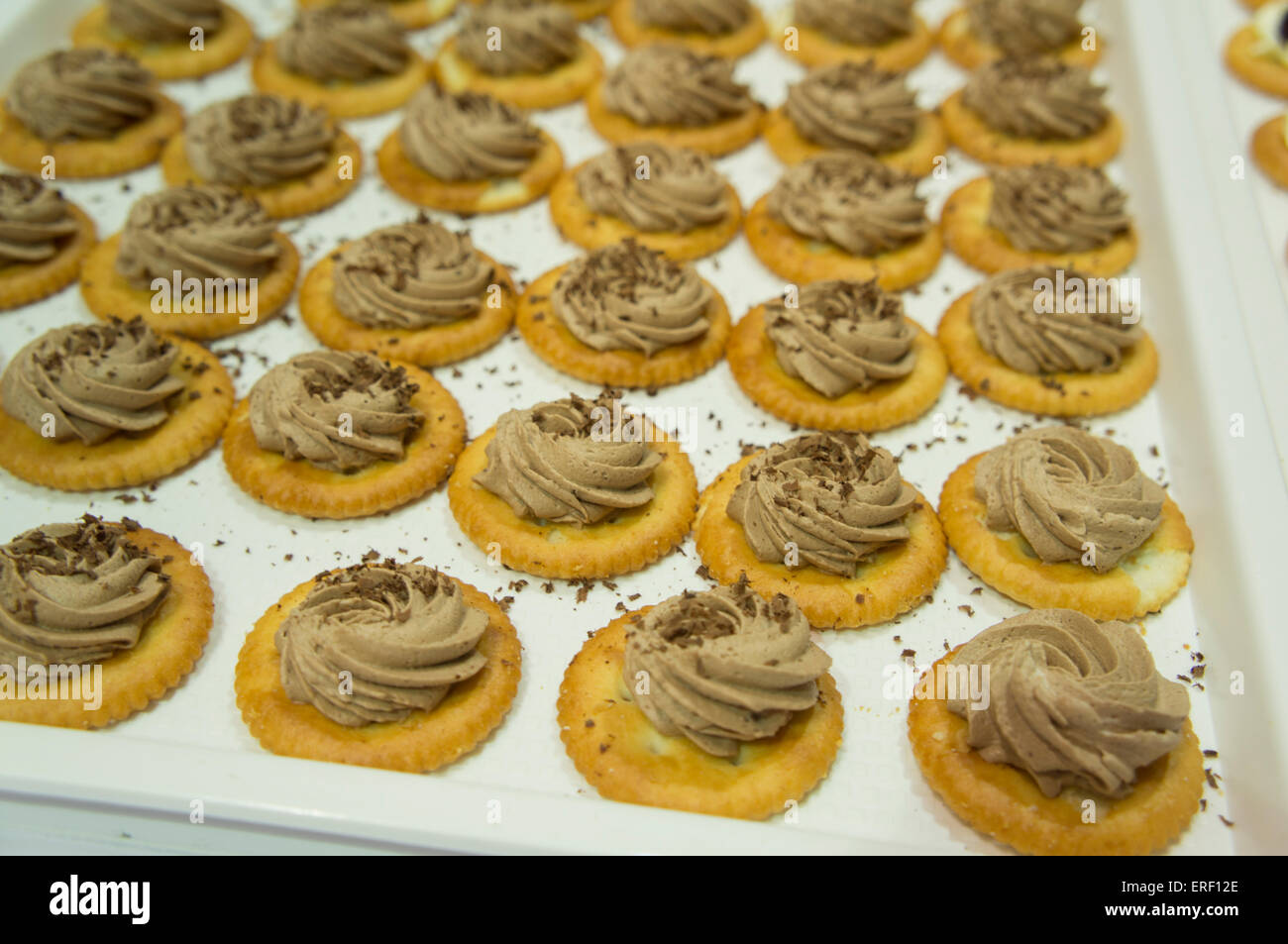 cocktail party canapé fruit desert cream tray Stock Photo - Alamy