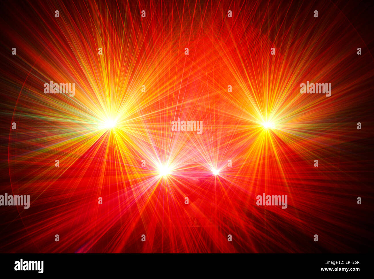 Bursts of red, orange and yellow thin laser beams - demonstration at ...