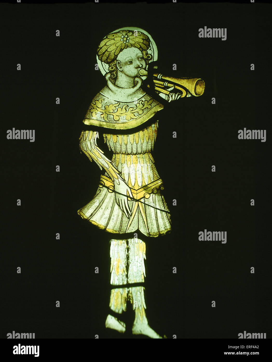 INSTRUMENTS - BRASS - BUGLE Bugle player in stained glass - from the ...