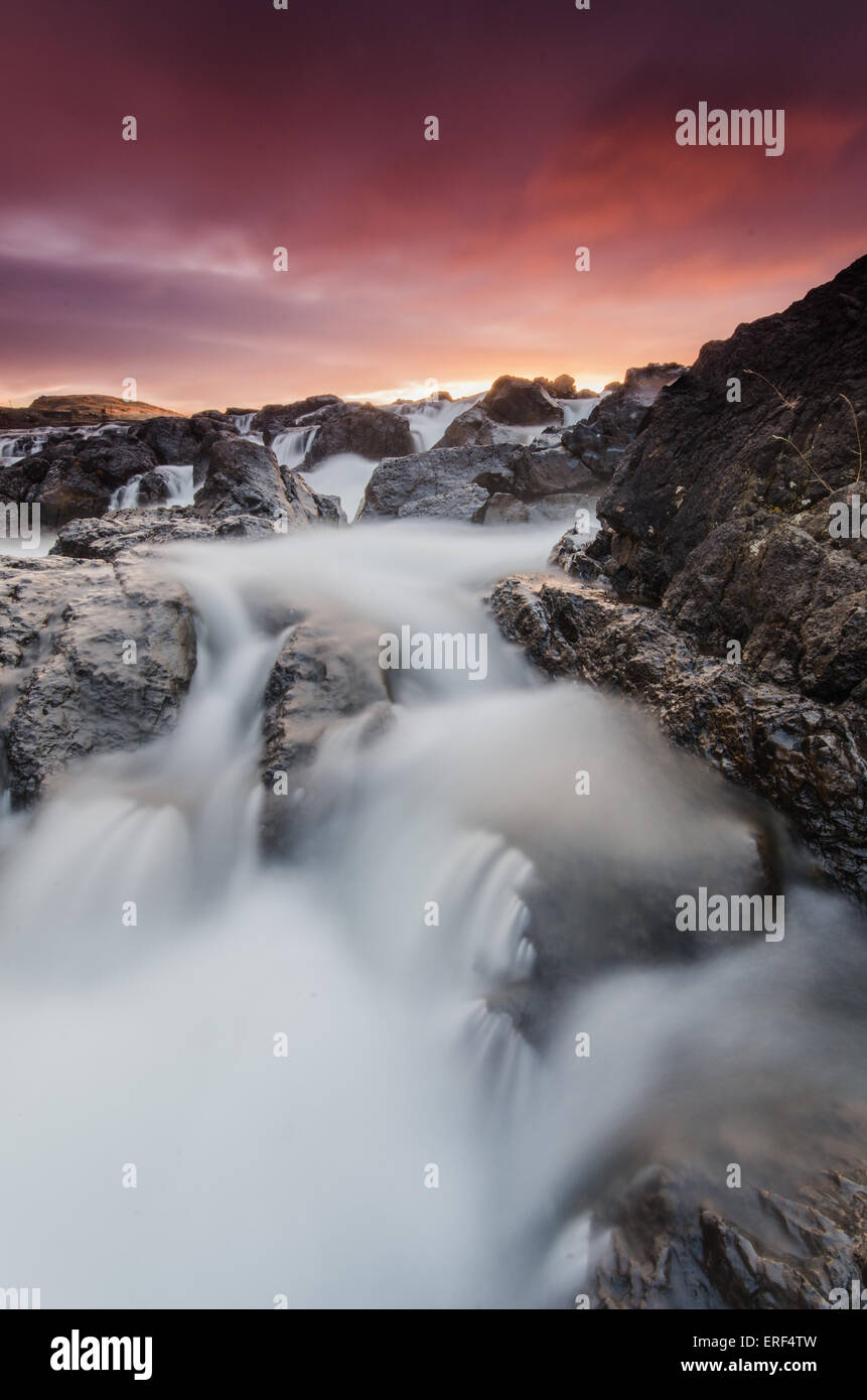 Sun setting in waterfall hi-res stock photography and images - Alamy