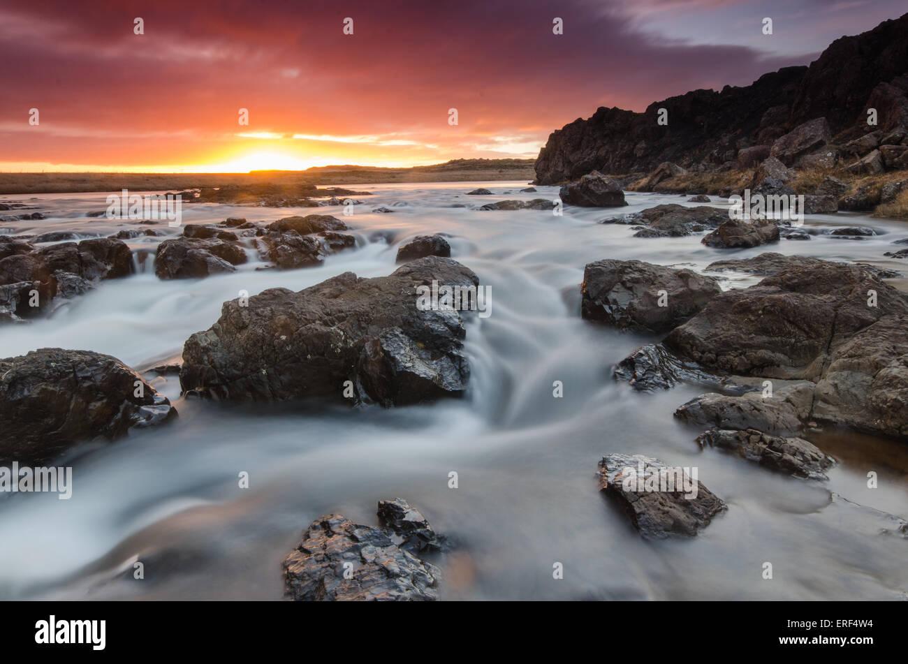 Sun setting in waterfall hi-res stock photography and images - Alamy