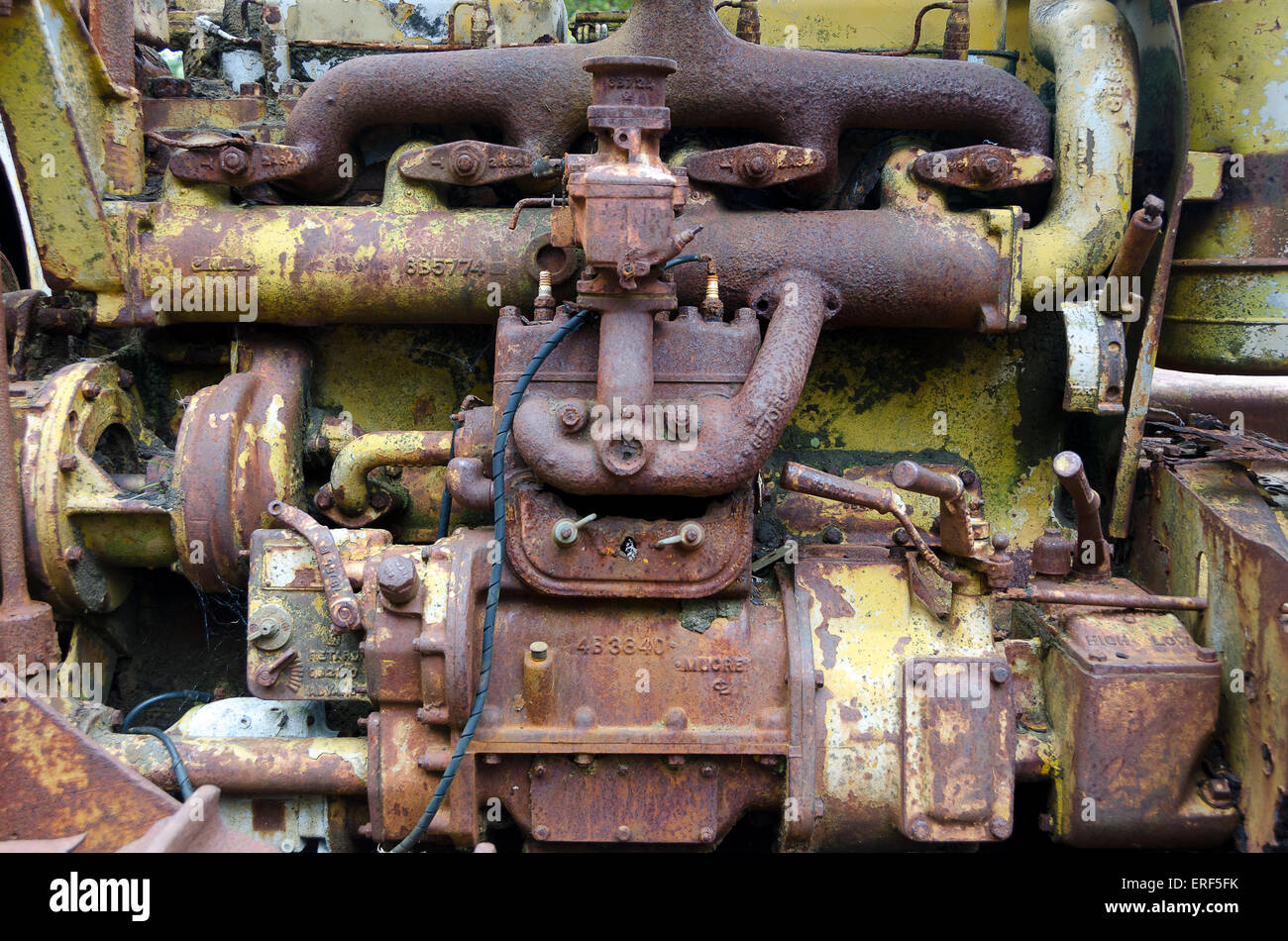 Vintage bulldozer engine, Pureora Forest, North Island, New Zealand ...