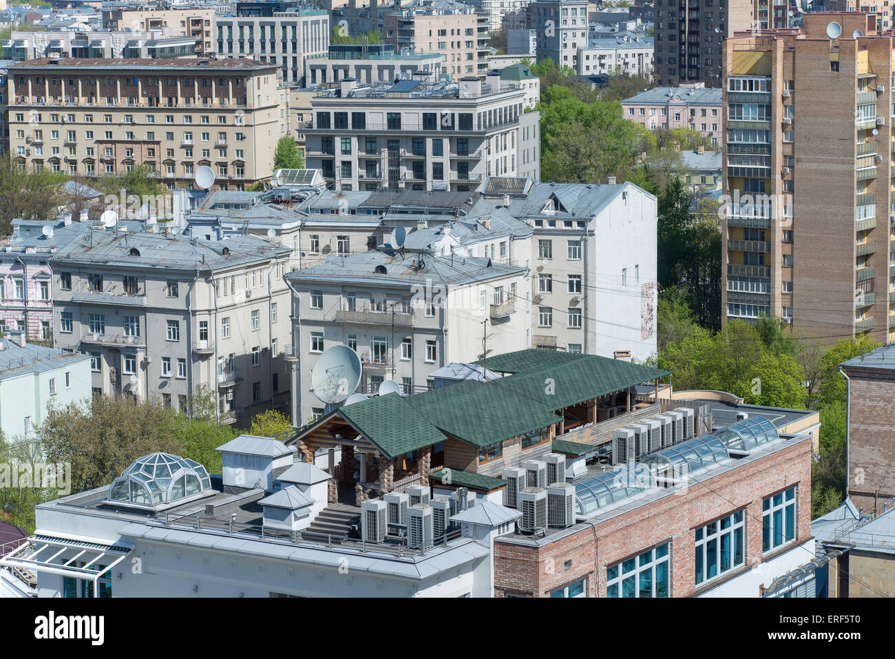 The dense residential development in the city center. Moscow Stock ...