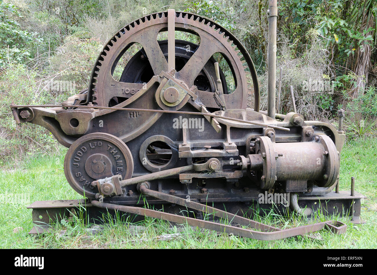 Vintage, steam, log hauler, Pureora Forest, North Island, New Zealand ...