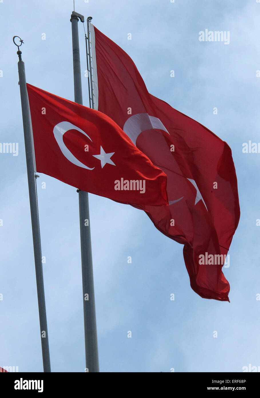 Bodrum, Turkey. 22nd May, 2015. Turkish flags flying in Bodrum, Turkey ...