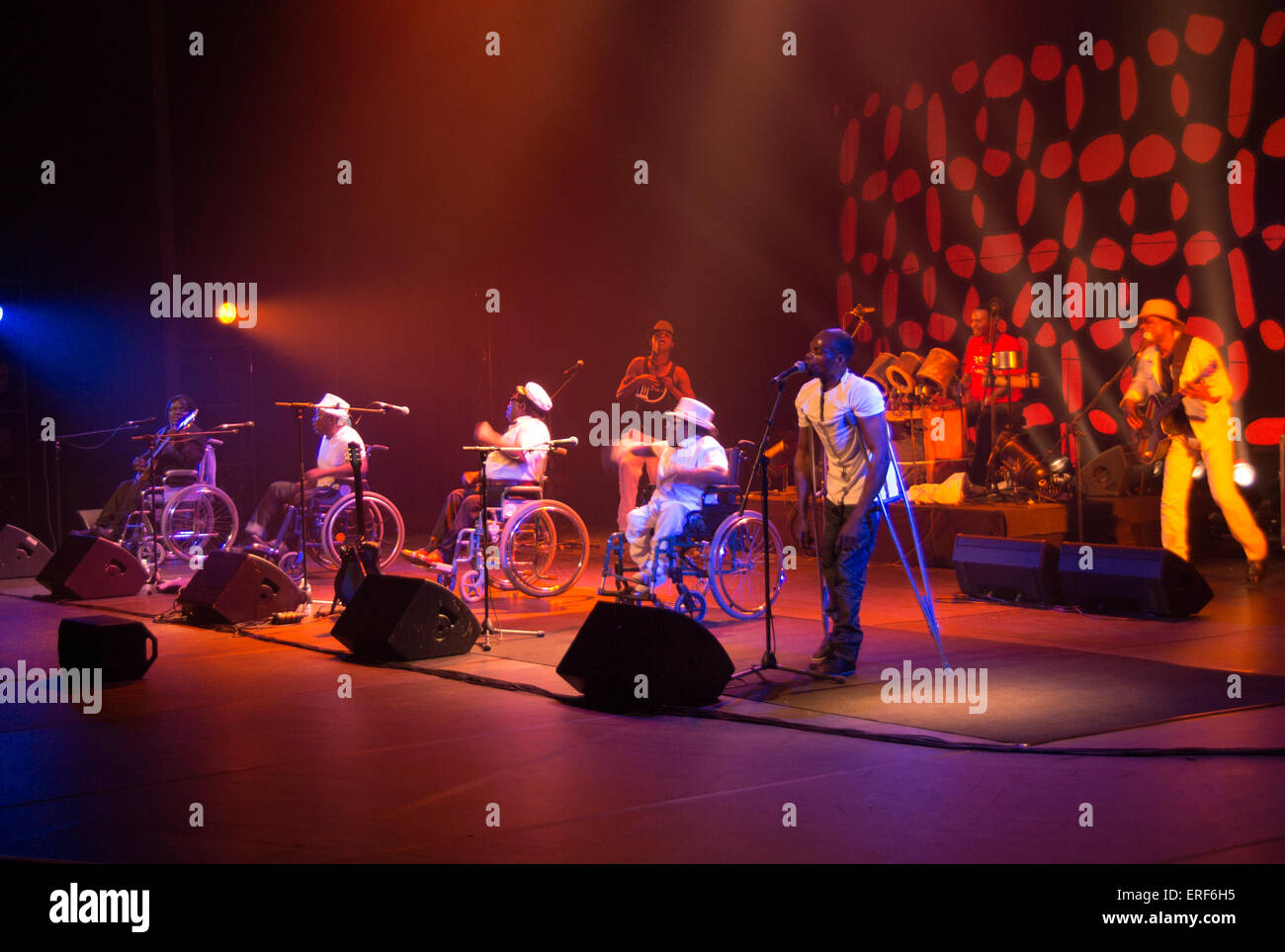 Staff Benda Bilili, a group of street musicians from Kinshasa, in the ...