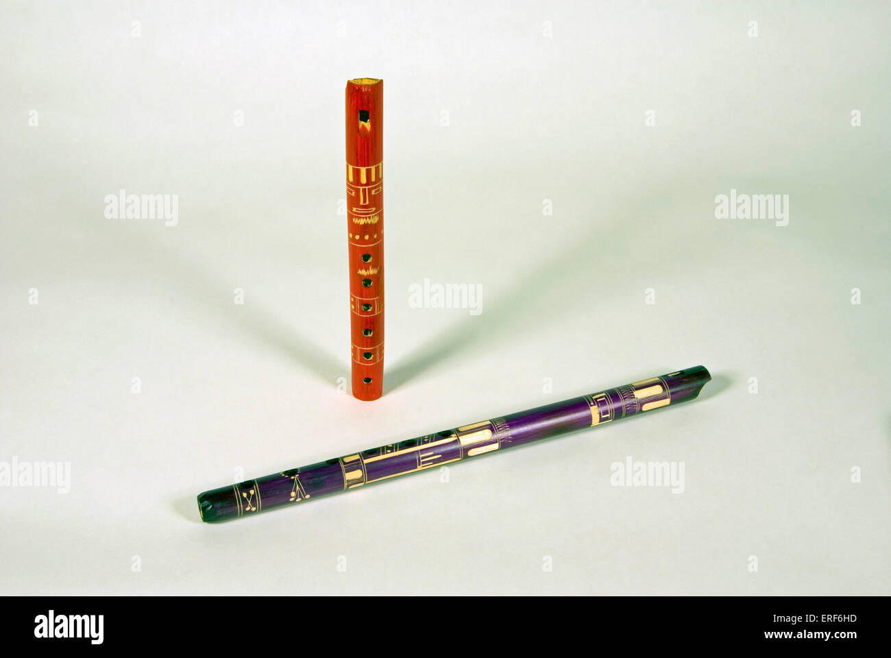 Traditional Andean cane flutes known as Quina quina pinkillo, used ...