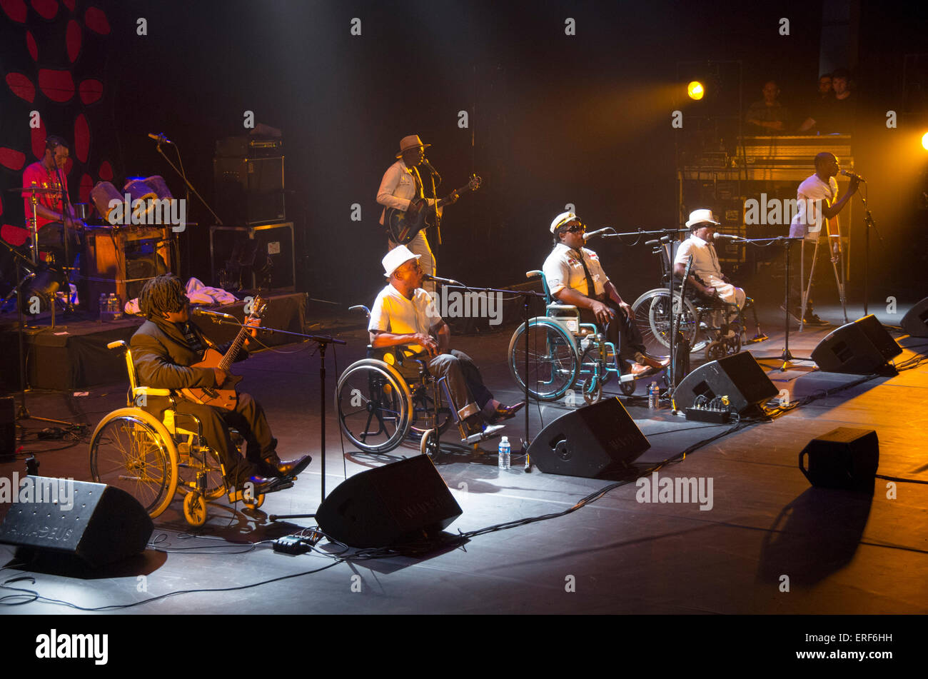 Staff Benda Bilili, a group of street musicians from Kinshasa, in the ...