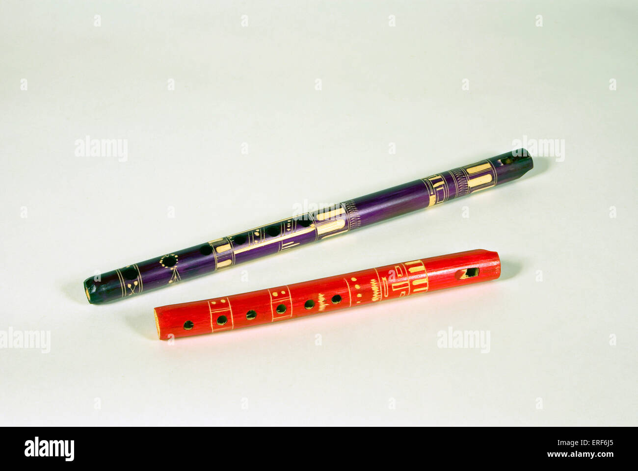 Traditional Andean cane flutes known as Quina quina pinkillo, used ...