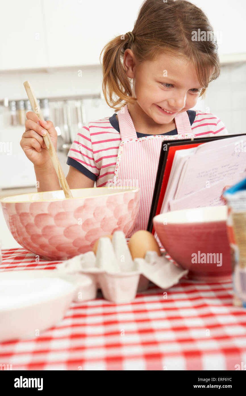 Girl Baking In Kitchen Stock Photo - Alamy