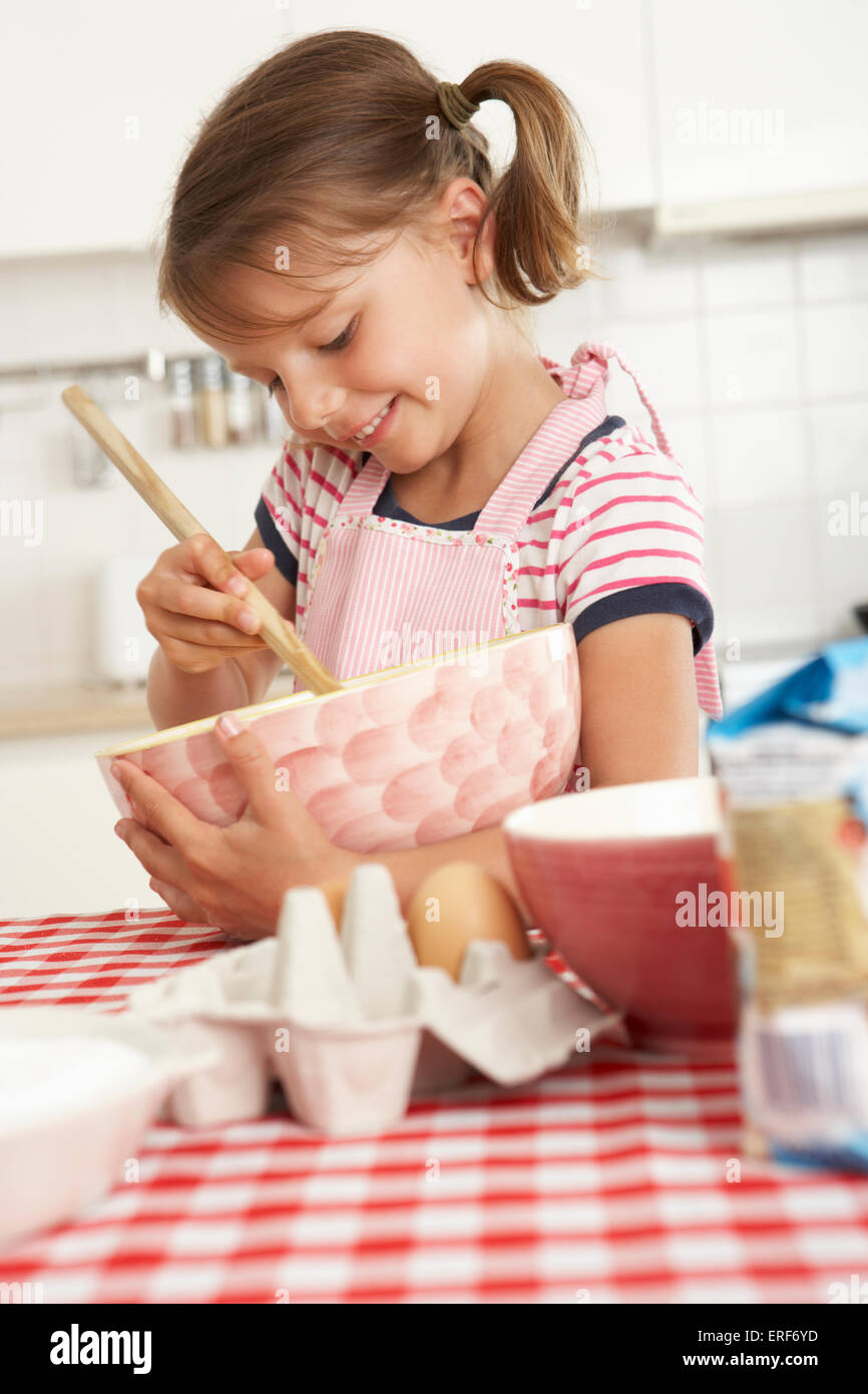 Girl Baking In Kitchen Stock Photo - Alamy