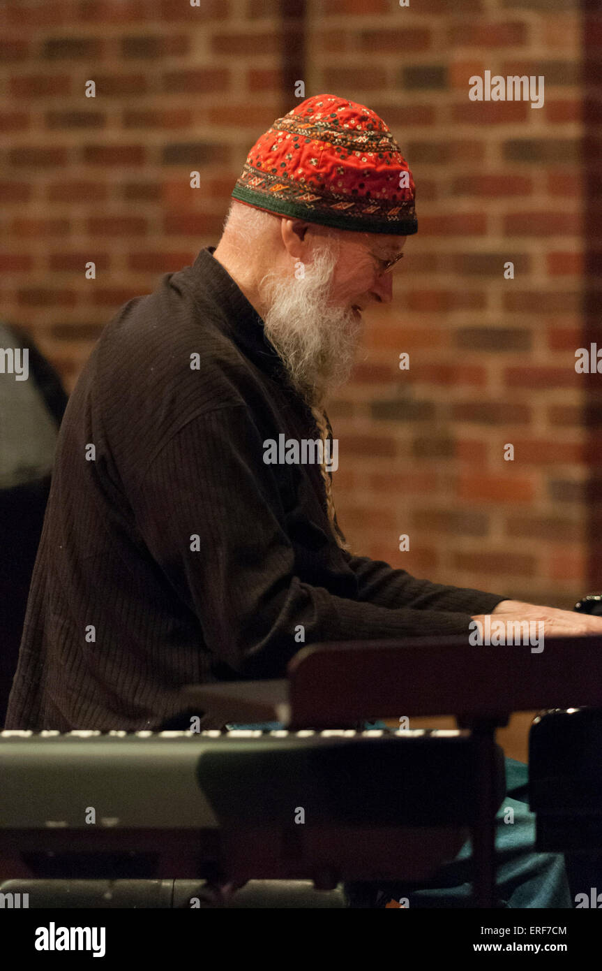 Minimalist composer Terry Riley photographed during sound checks ahead ...