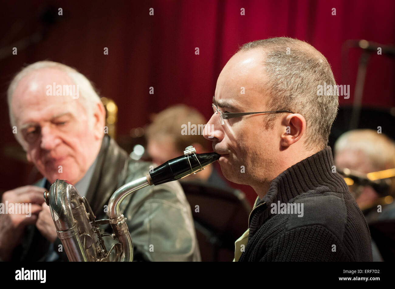 Julian Argüelles playing baritone sax at the Turner Sims Concert Hall ...