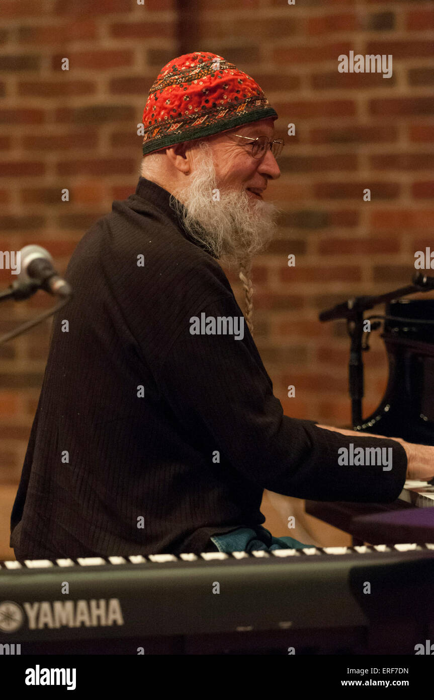 Minimalist composer Terry Riley photographed during sound checks ahead ...