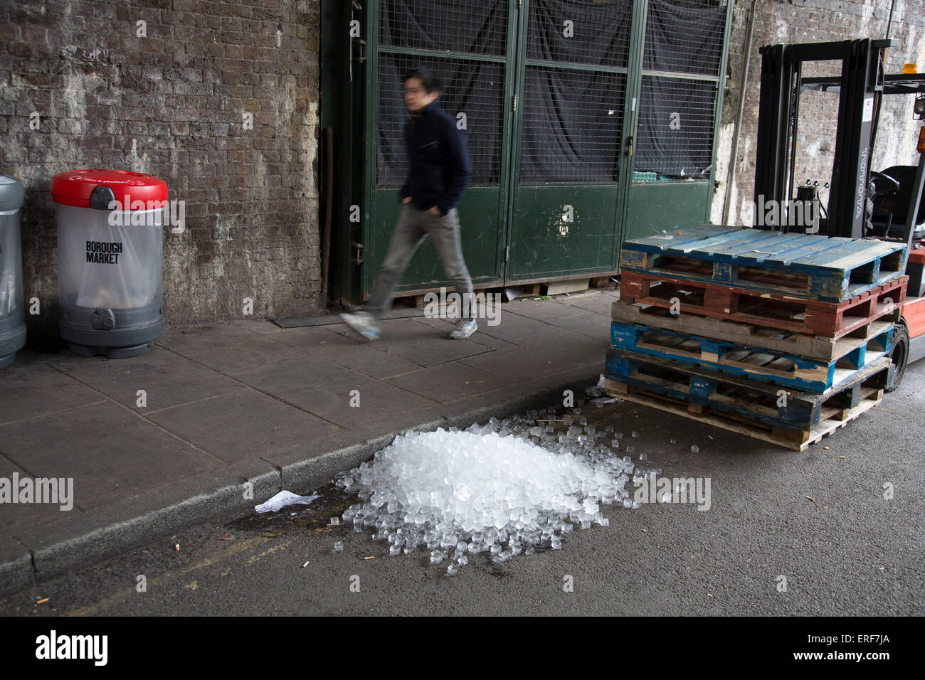 Ice dumped on the street at Borough Market, London, UK Stock Photo - Alamy