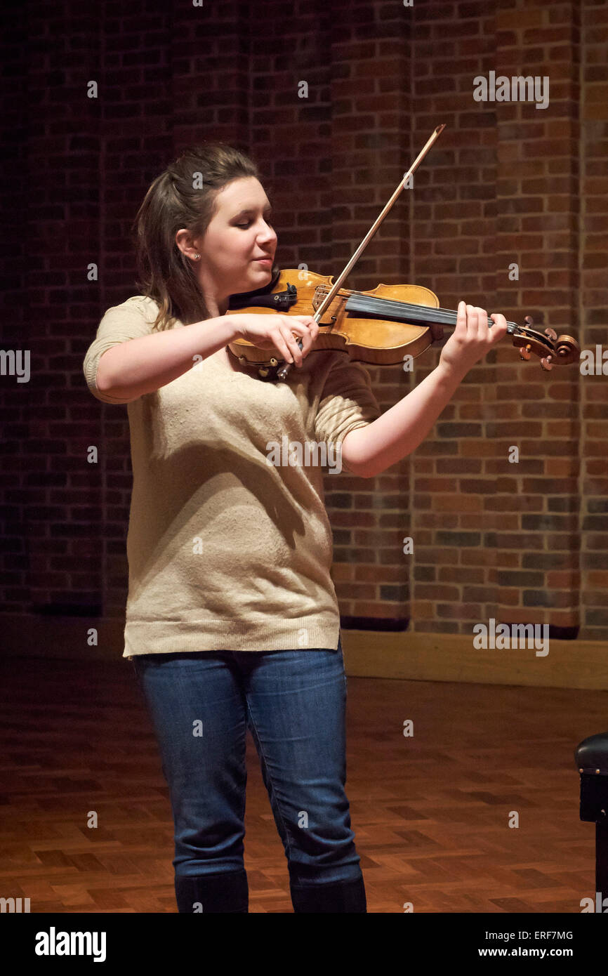 Classical violinist Chloe Hanslip photographed during sound checks ...