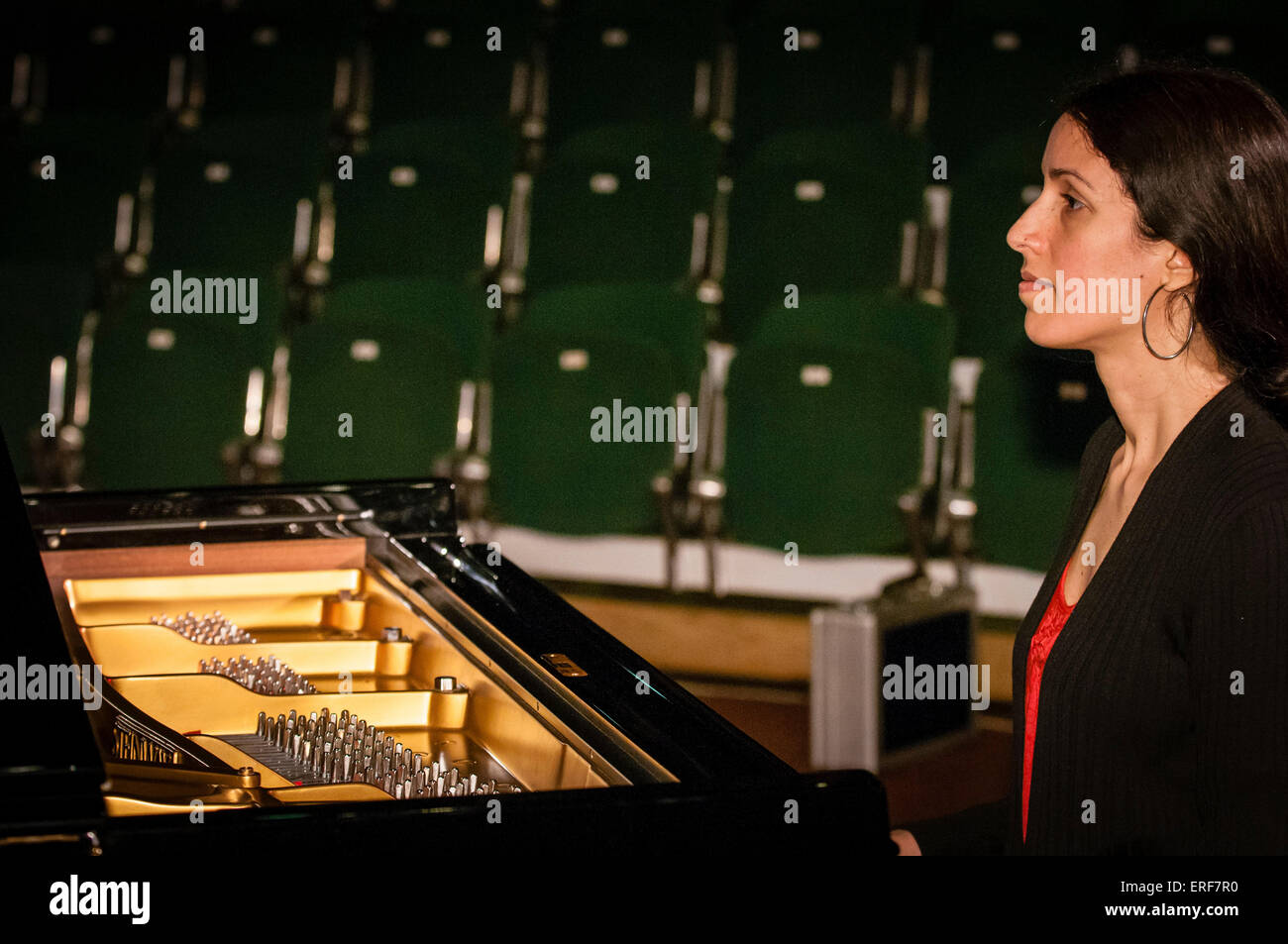 English pianist and composer Zoe Rahman during sound checks at the ...