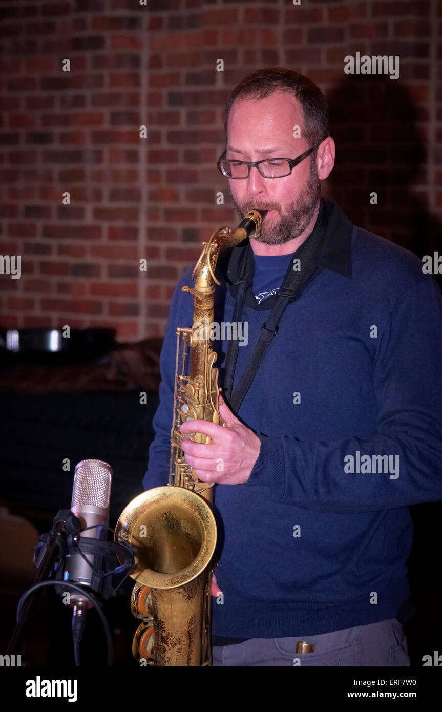 Jazz Saxophonist Michael Blake performing with the Ben Allison Band At ...