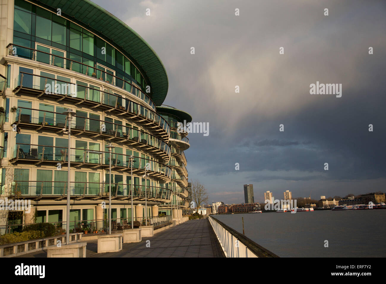 Luxury riverside flats in Wapping London, UK. Wharf buildings on ...