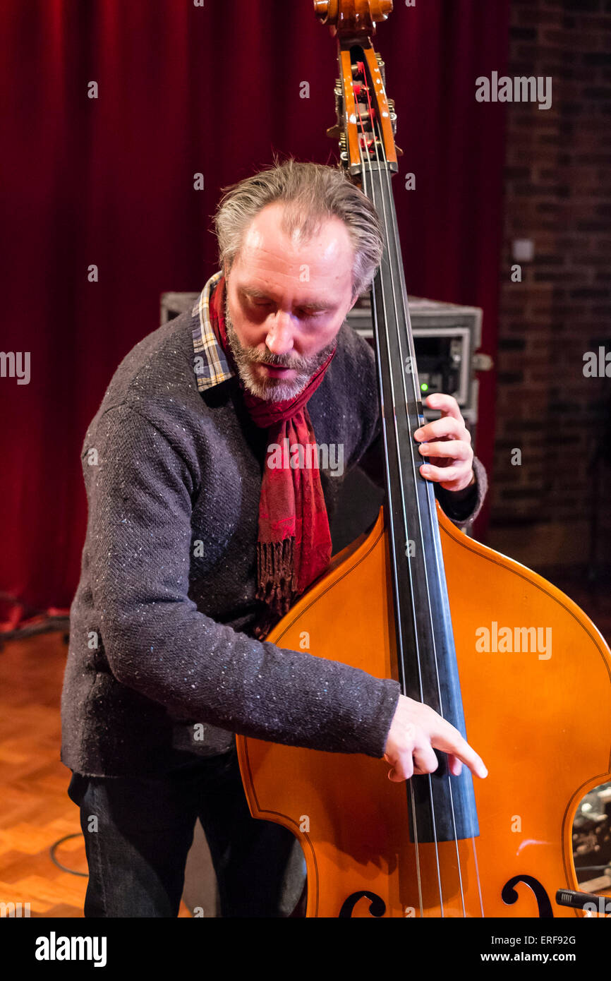 Reid Anderson on double bass during sound check with The Bad Plus at ...