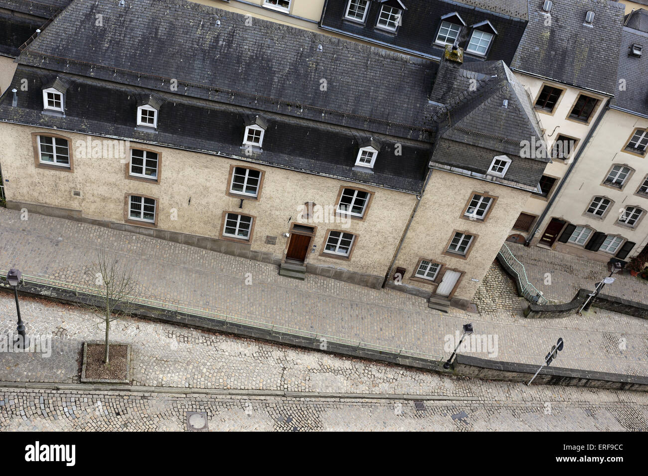 view of medieval street from above Stock Photo - Alamy