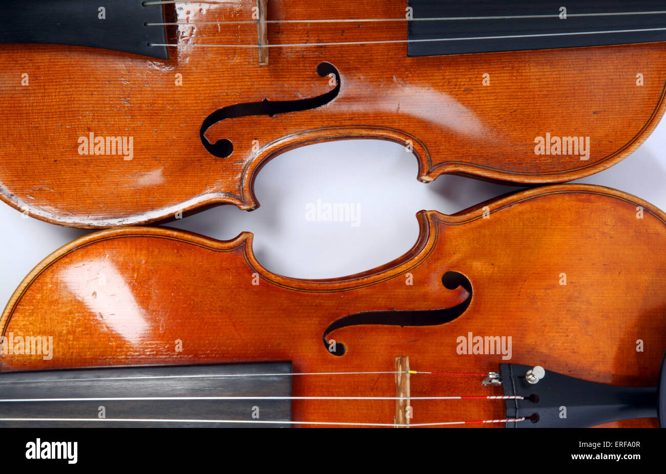 Two violin bodies close up, graphic image. Baroque and classical ...