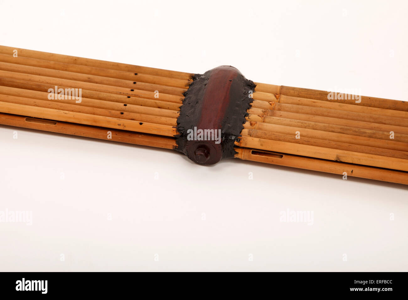 Bamboo reed pan pipes from Laos Thailand. Wind box in centre Stock ...