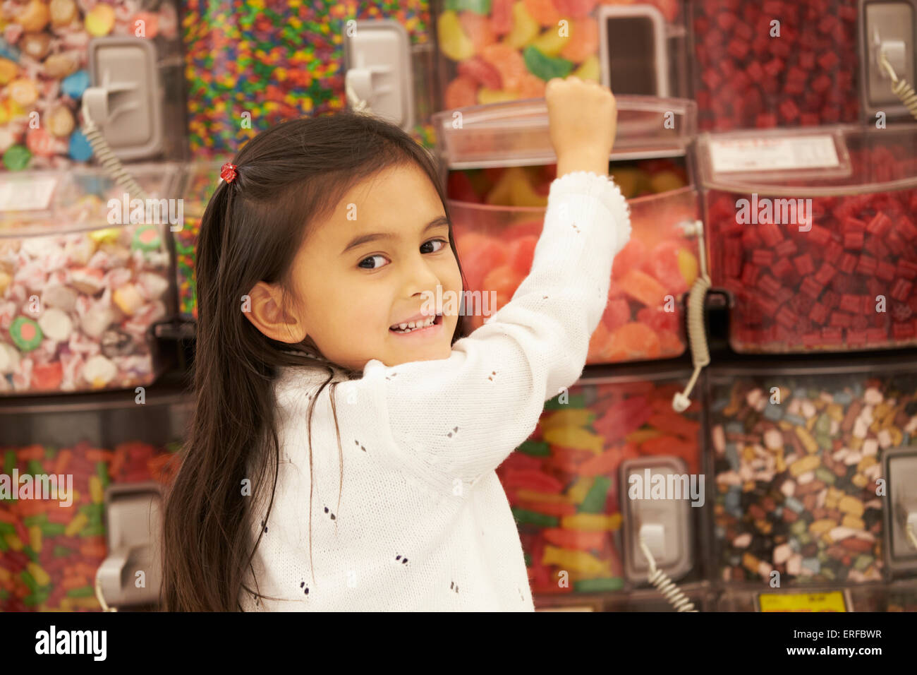 Girl At Candy Counter In Supermarket Stock Photo - Alamy