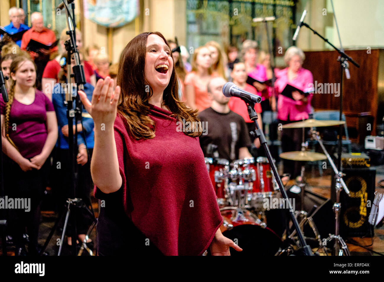 English singer and songwriter Deborah Jordan during the rehearsals for ...