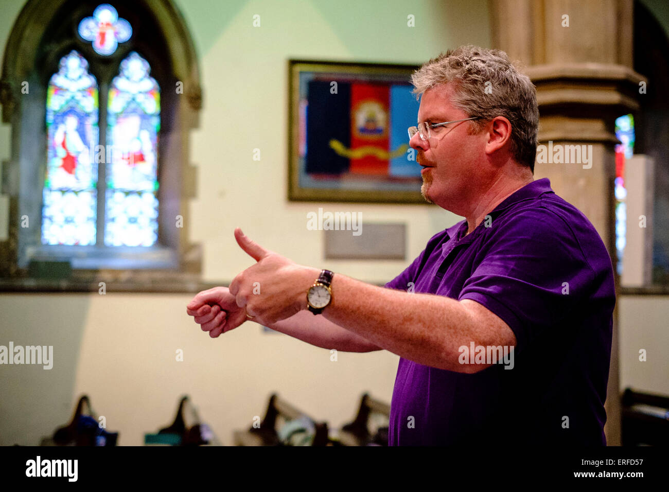 English conductor and baritone Gavin Carr during the rehearsals for the ...
