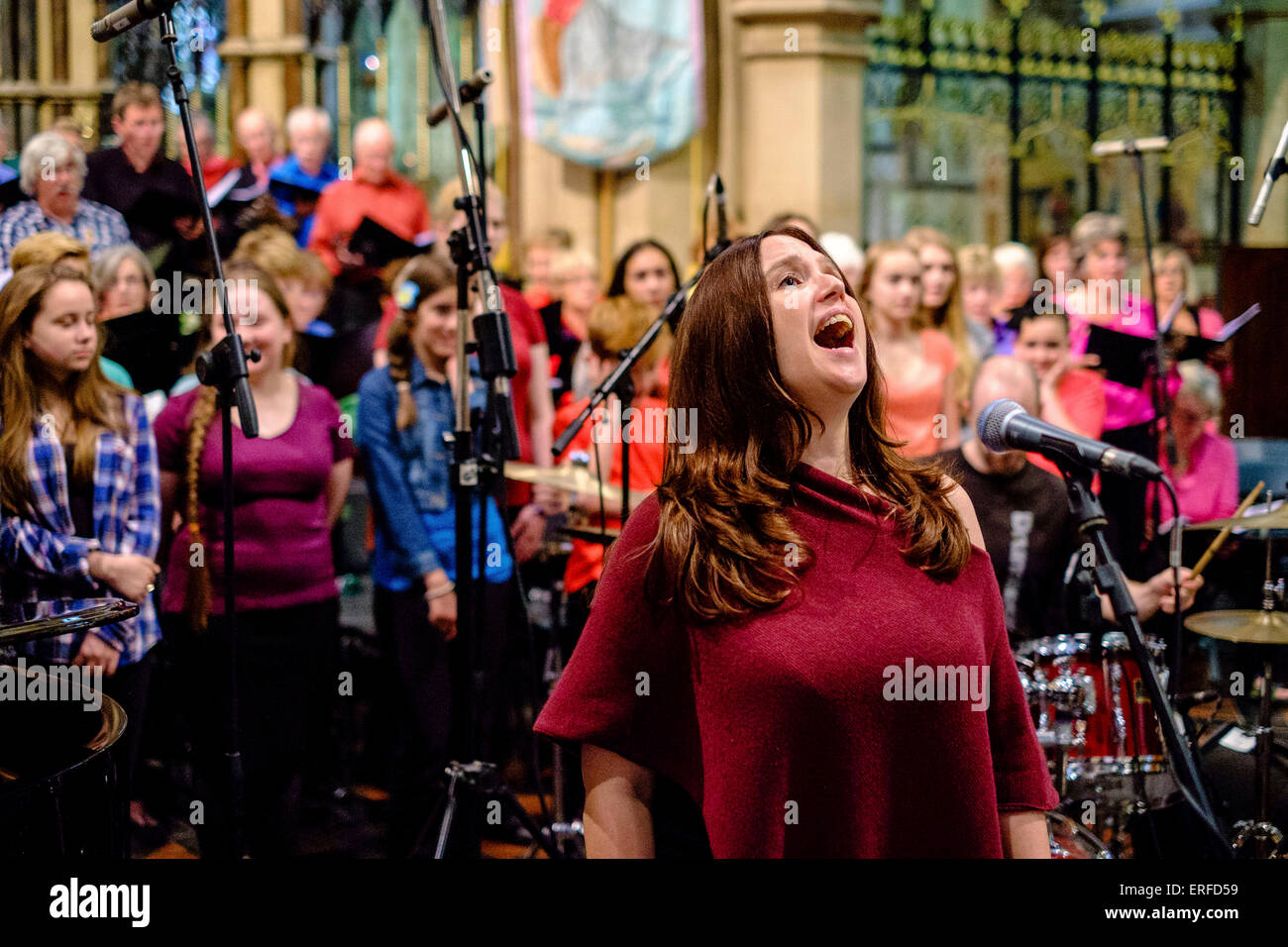 English singer and songwriter Deborah Jordan during the rehearsals for ...