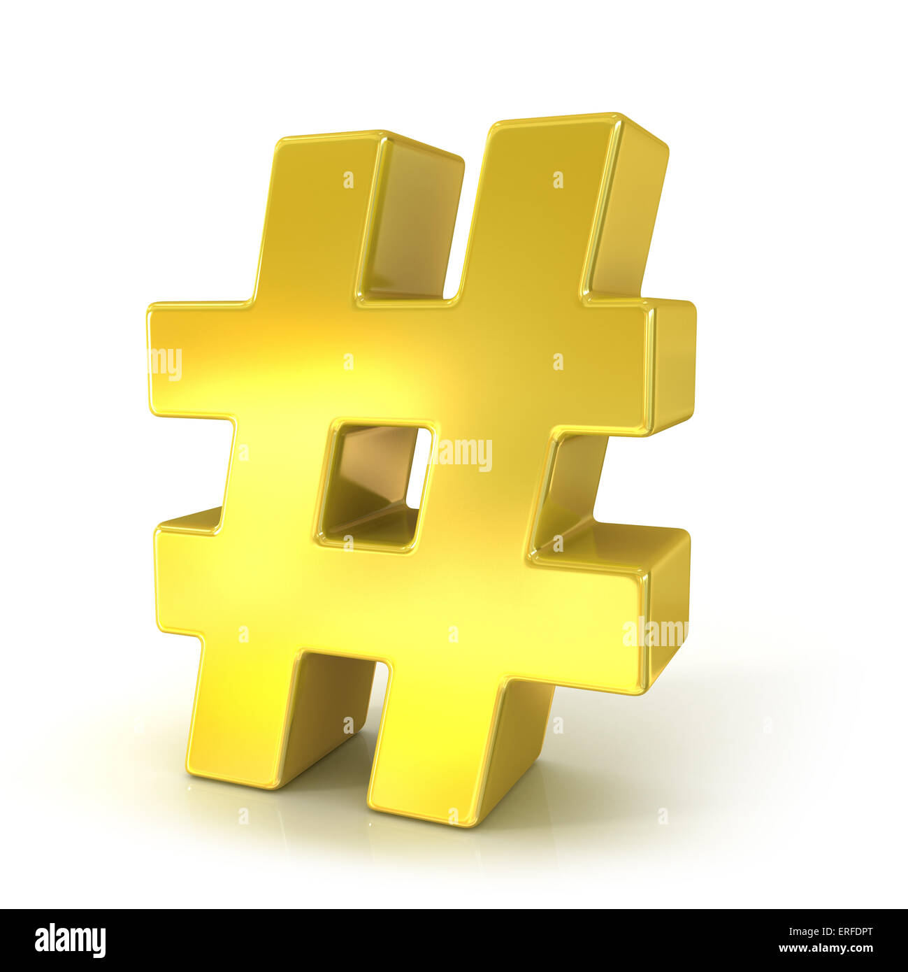 Hashtag, number mark 3d golden sign isolated on white background Stock ...