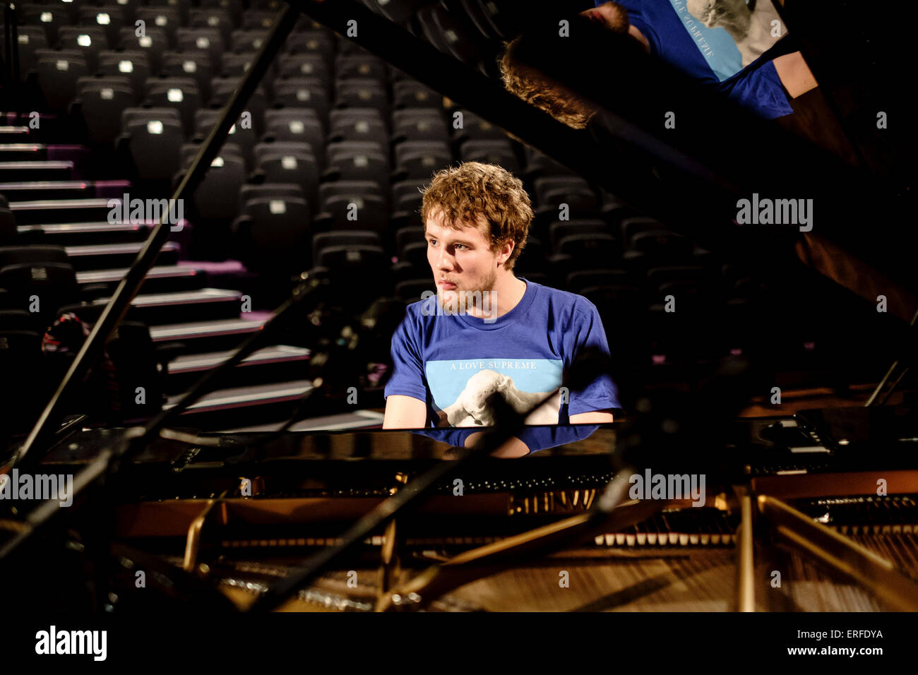 Joe Armon-Jones on piano during soundchecks at the Turner Sims Concert ...