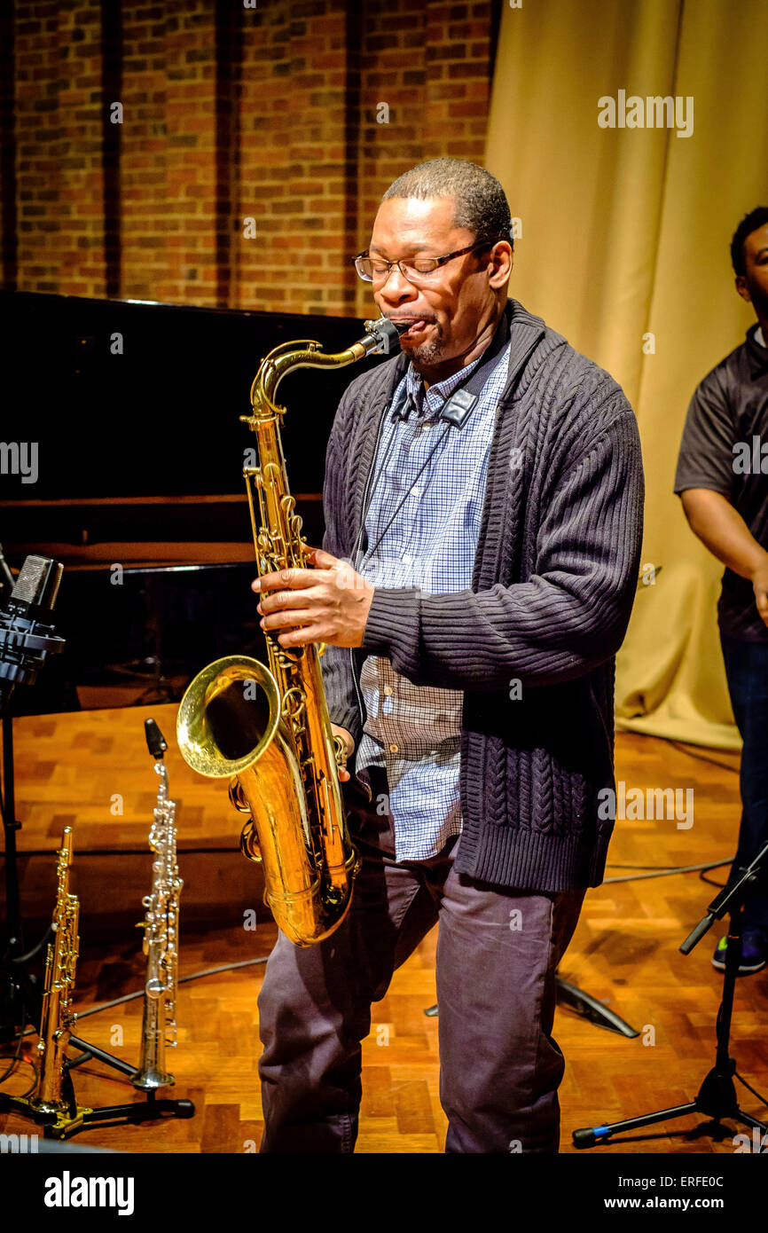 Ravi Coltrane (son of John Coltrane) playing tenor during sound checks ...