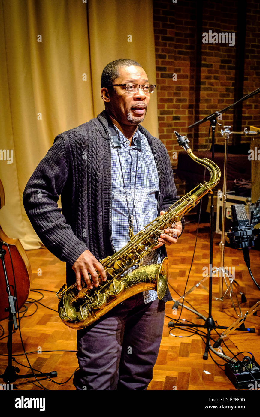 Ravi Coltrane (son of John Coltrane) playing tenor during sound checks ...