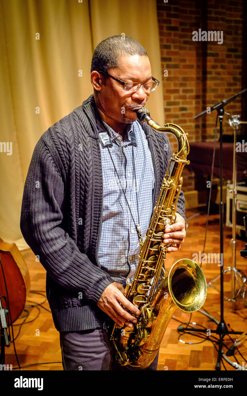 Ravi Coltrane (son of John Coltrane) playing tenor during sound checks ...
