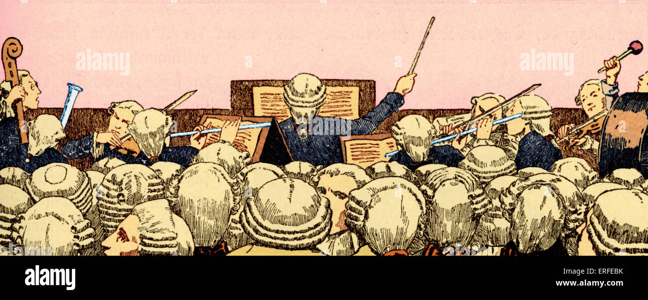 Early 19th century drawing showing 18th century chamber orchestra from ...