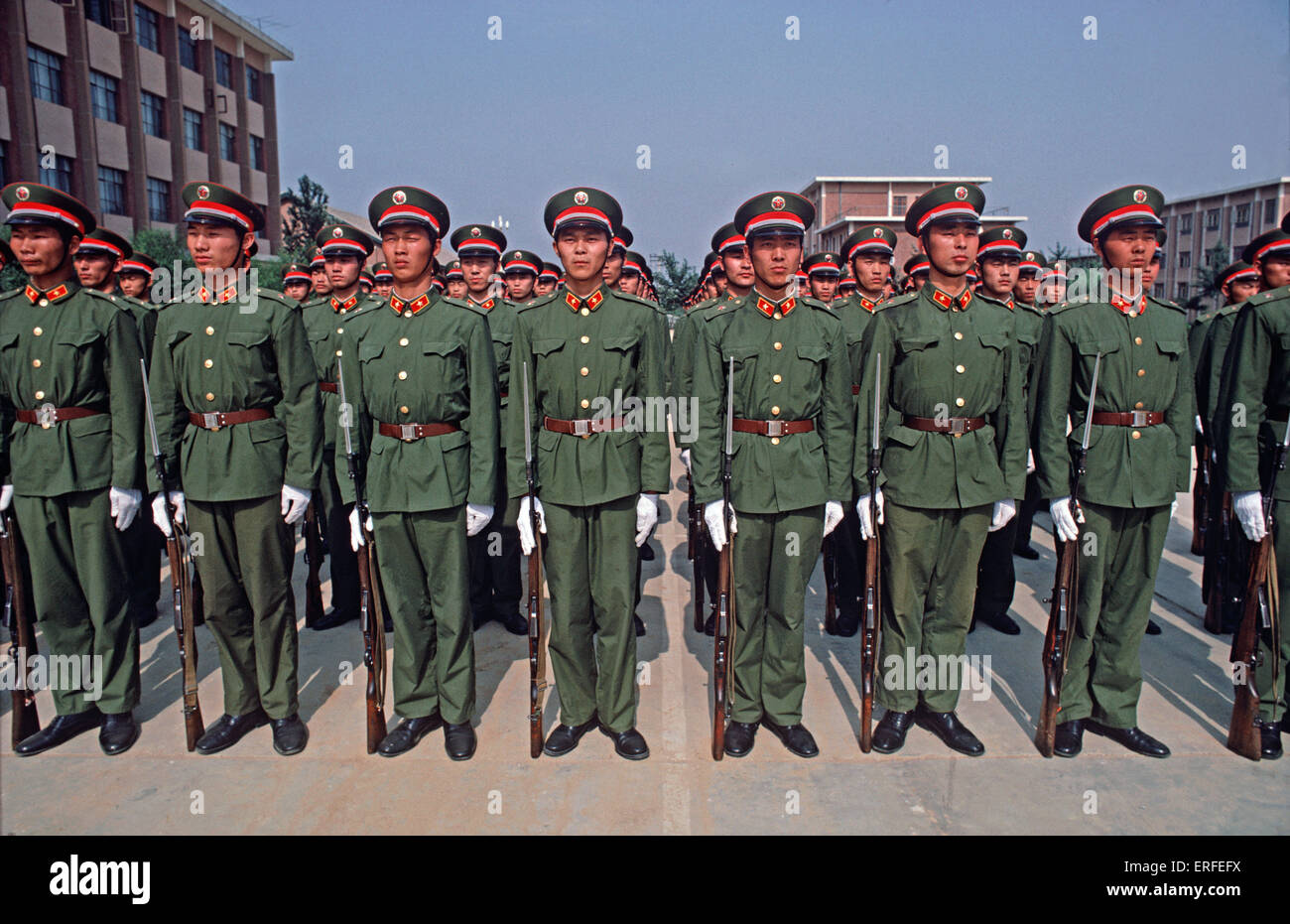 Peoples Liberation Army officers drilling at Shijiazhuang Military ...