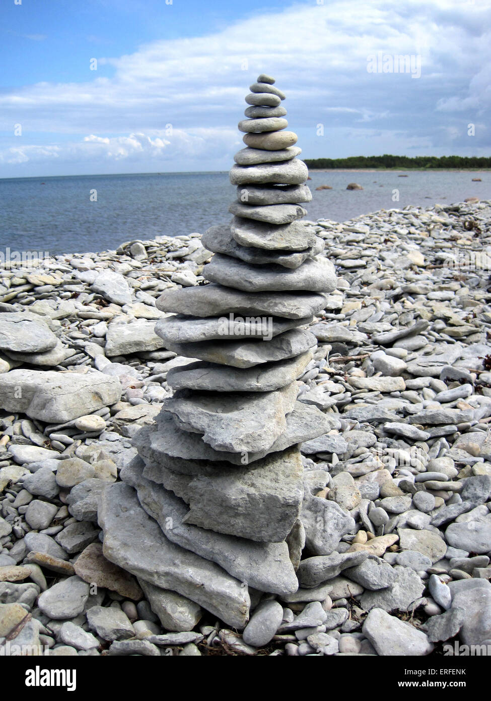 A stone sculpture on a shingle beach in Estonia Stock Photo - Alamy