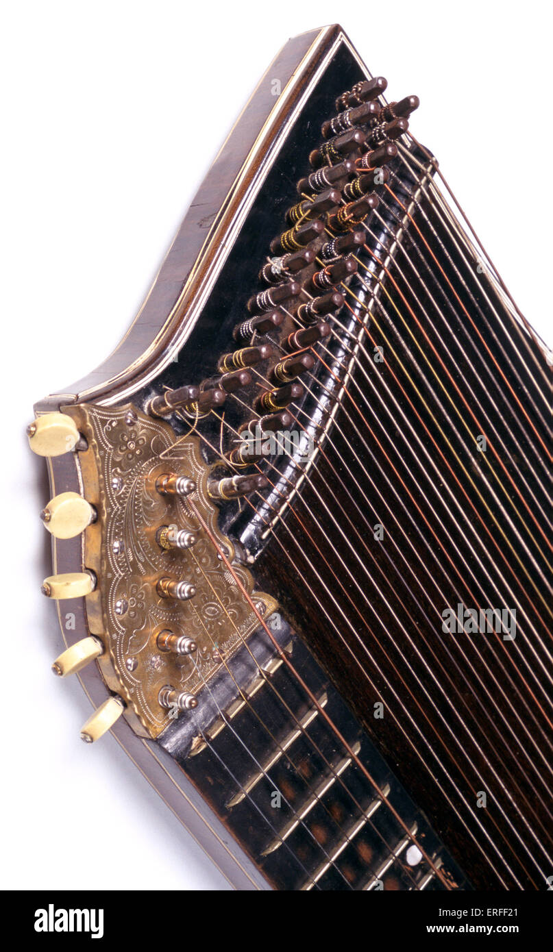 ZITHER detail. On white background Stock Photo - Alamy