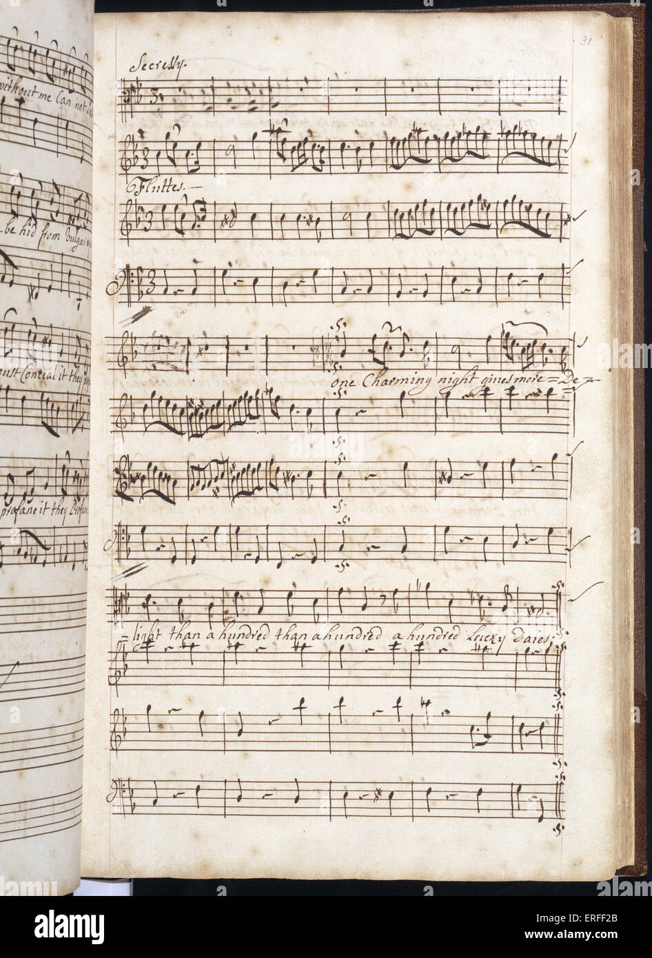 Henry Purcell's handwritten score for 'The Fairy Queen', 'One Charming ...