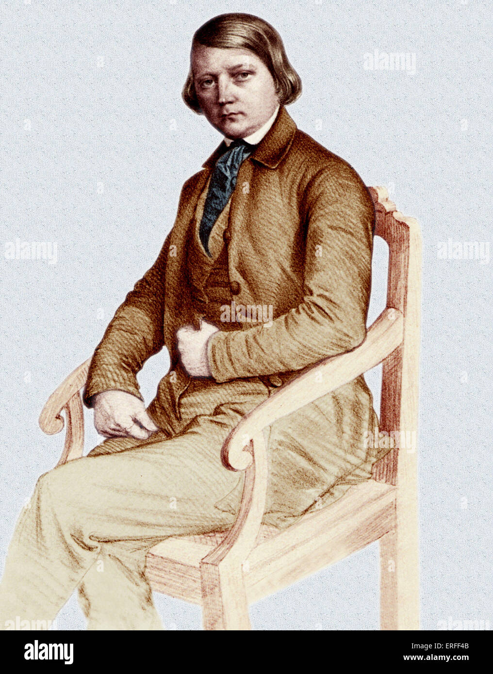 Robert Schumann by J N Heinemann German Composer (1810-1856) Colourised ...
