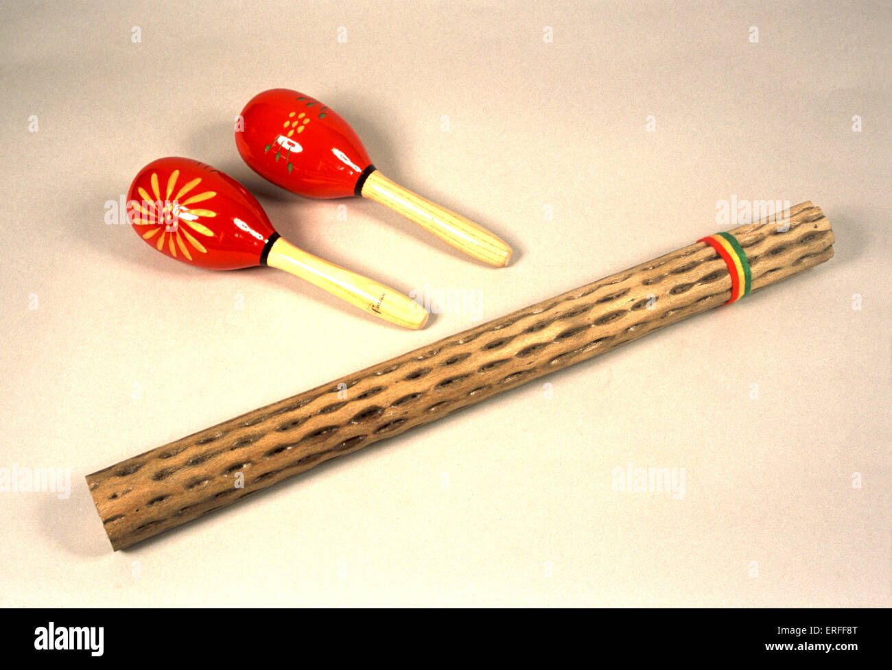 Small percussion - maracas and rainstick Stock Photo - Alamy