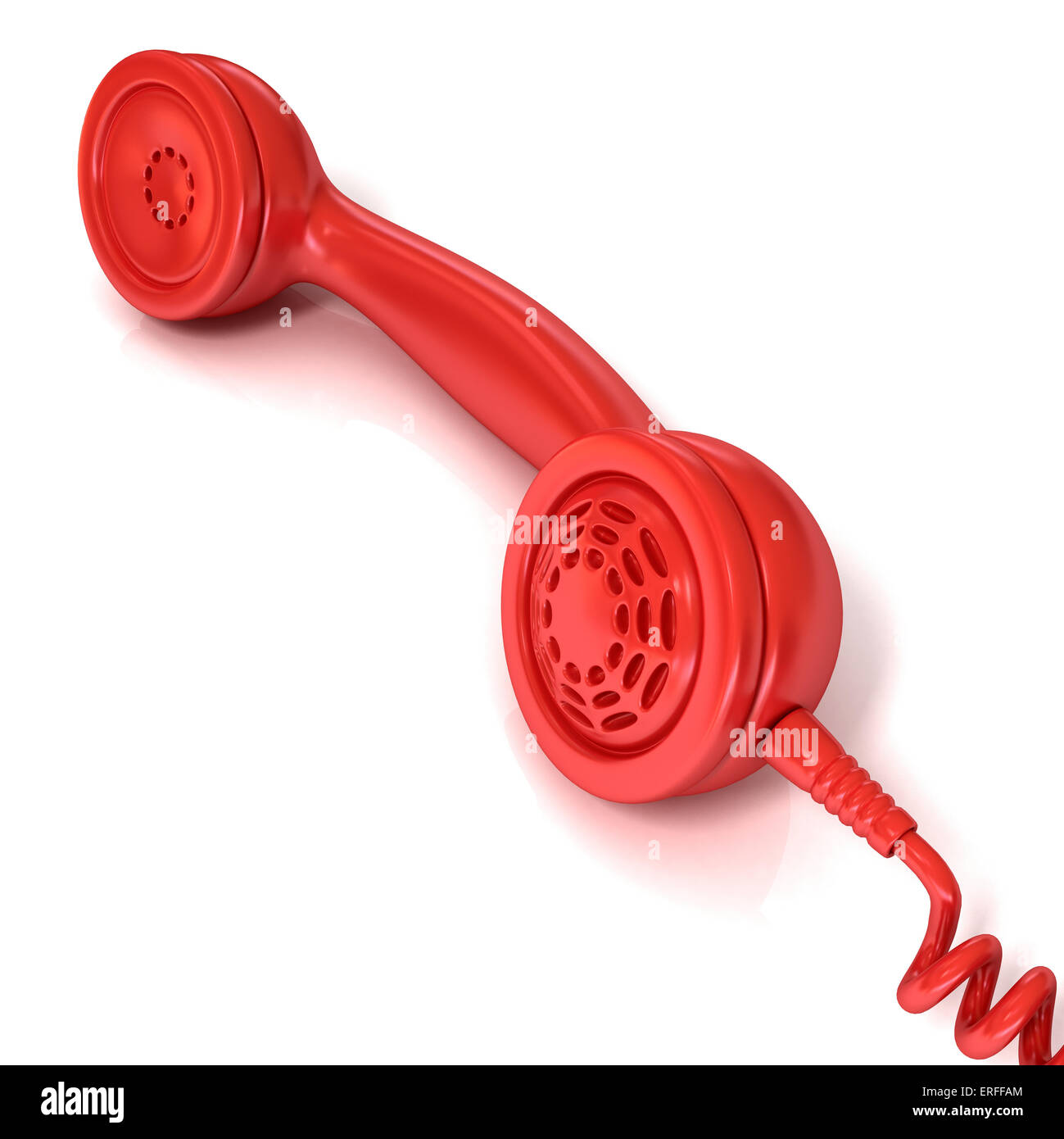 Red telephone handset, retro illustration for design, isolated on white ...