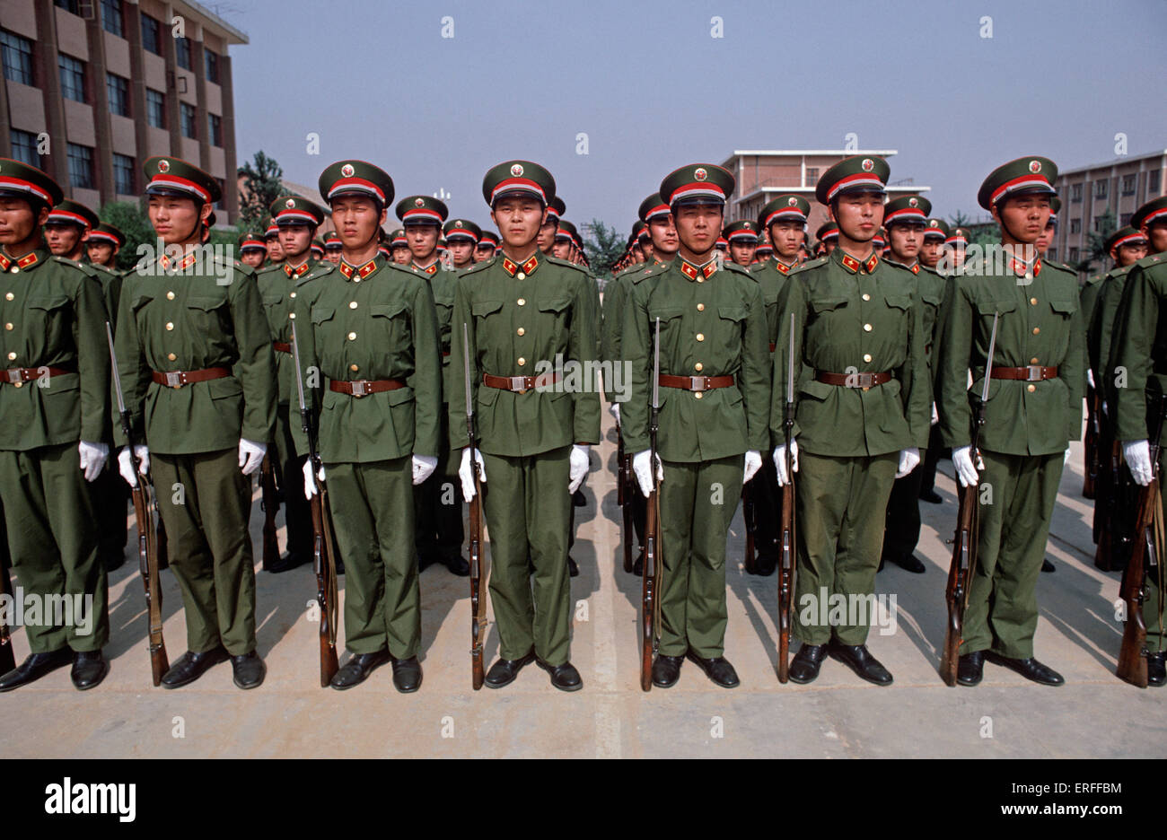 Peoples Liberation Army officers drilling at Shijiazhuang Military ...