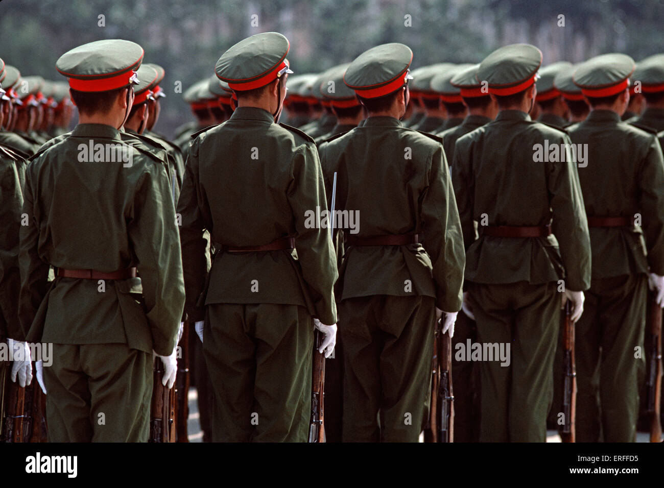 Peoples Liberation Army officers drilling at Shijiazhuang Military ...