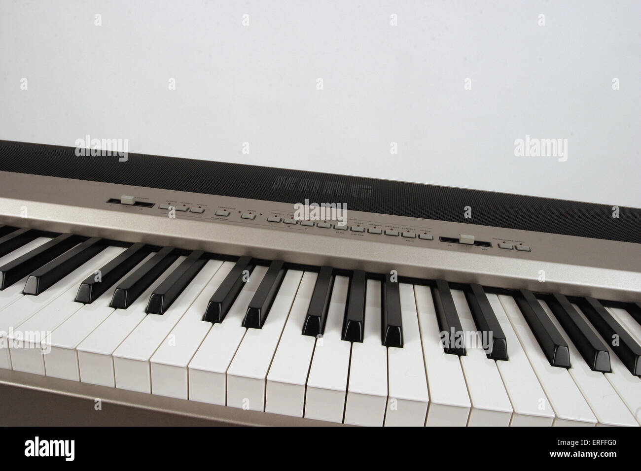 Digital piano, close-up of keys and sound options Korg SP300 Stock ...