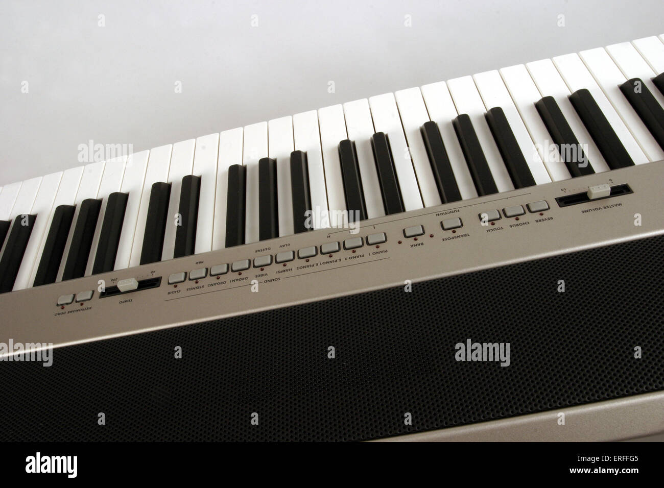 Digital piano, close-up of sound bank and keys. Korg SP300 Stock Photo ...