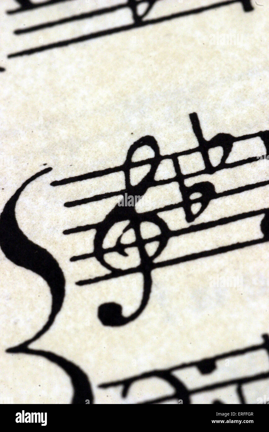 Treble clef and key signature Stock Photo - Alamy